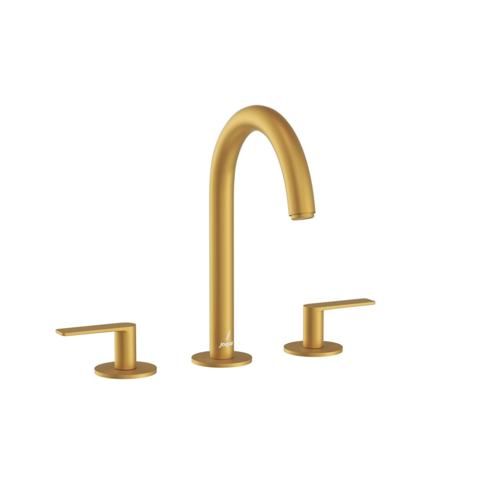 3-HOLE BASIN MIXER WITH PIPE SPOUT - JAQUAR FAUCETS - ( GOLD MATT PVD ...