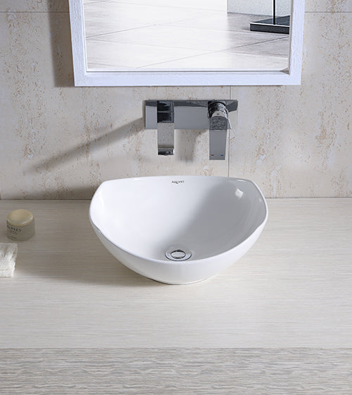 WASH BASIN TABLE TOP - AQUANT - ( GLOSSY WHITE - - 410x380 mm - 16inch ...