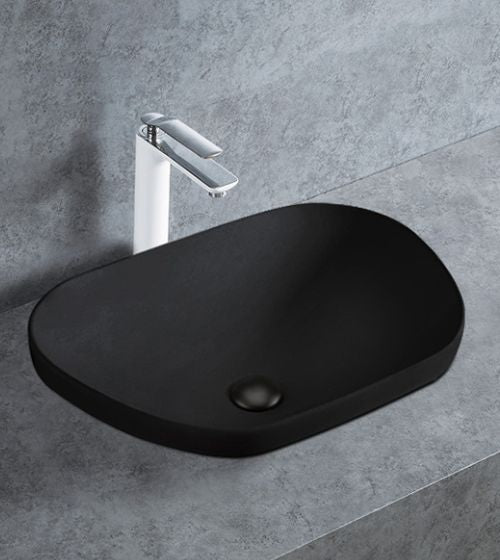 SEMI COUNTER/TABLE MOUNTED WASH BASIN - AQUANT - ( MATT BLACK - - 580x ...