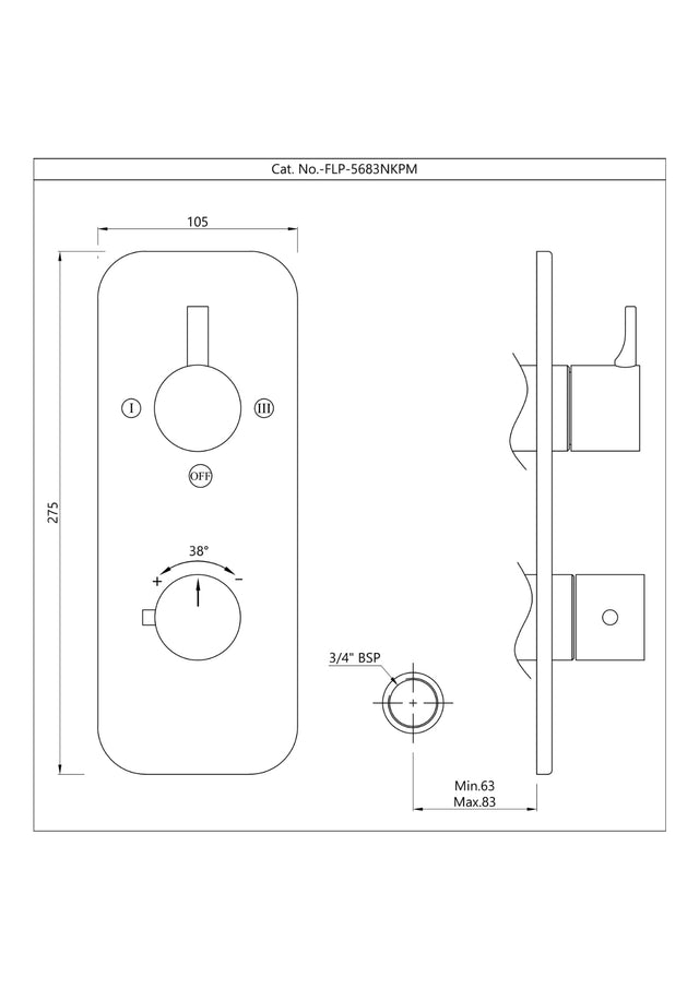 AQUAMAX EXPOSED PART KIT OF THERMOSTATIC SHOWER MIXER WITH 3-WAY DIVER ...