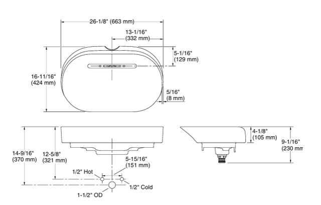 SVEDA 663 MM OVAL VESSEL BATHROOM SINK - KOHLER LUXURY - ( WHITE - LUX ...