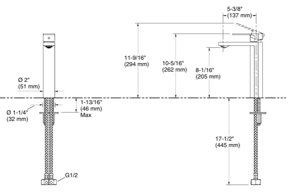 PARALLEL SC TALL LAV W/O DRAIN - KOHLER PREMIUM - ( VIBRANT BRUSHED RO ...