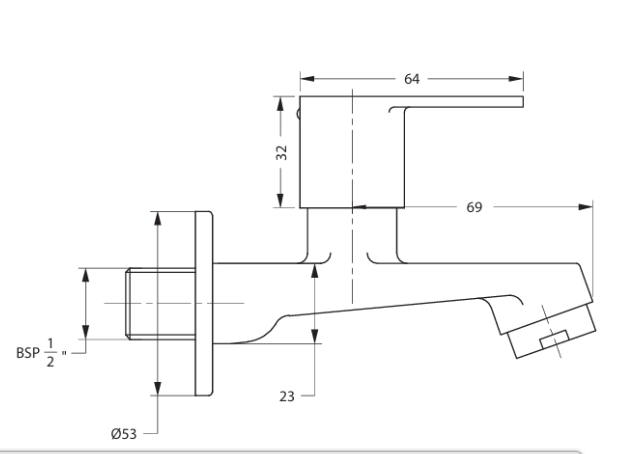 BIB COCK LONG BODY WITH WALL FLANGE - HINDWARE FAUCETS - ( POLISHED CH ...