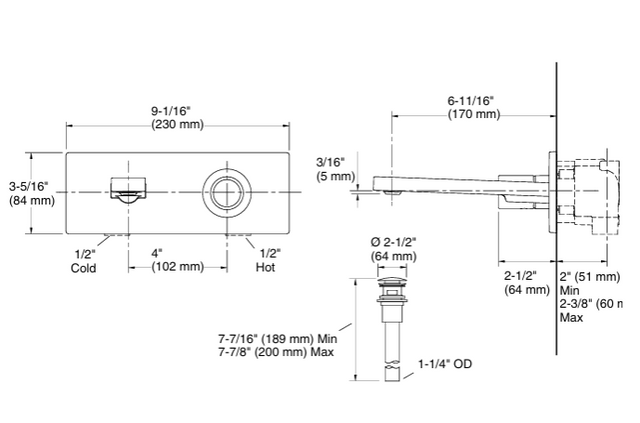 K-73061T-7-AF Composed™ Wall-Mount Lavatory Faucet by Kohler | French ...